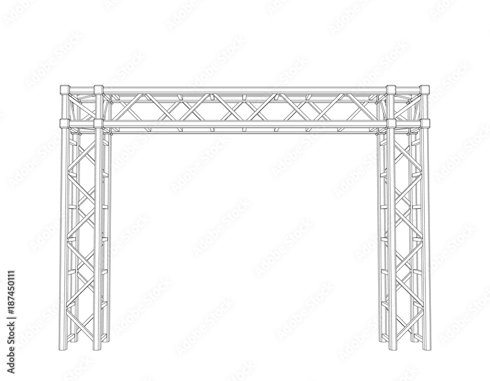 Truss construction. Isolated on white background. Vector outline ...