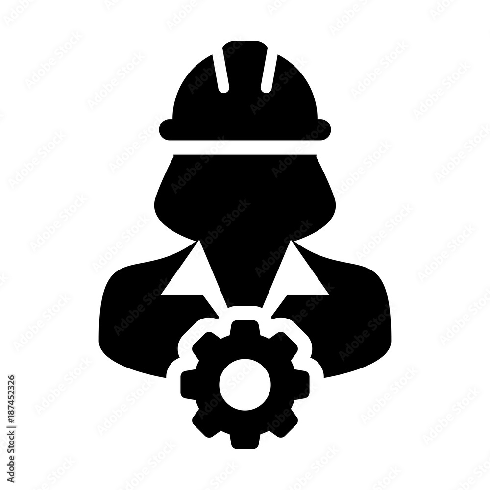 Service Icon Vector Female Person Worker Avatar Profile with Gear Cog ...