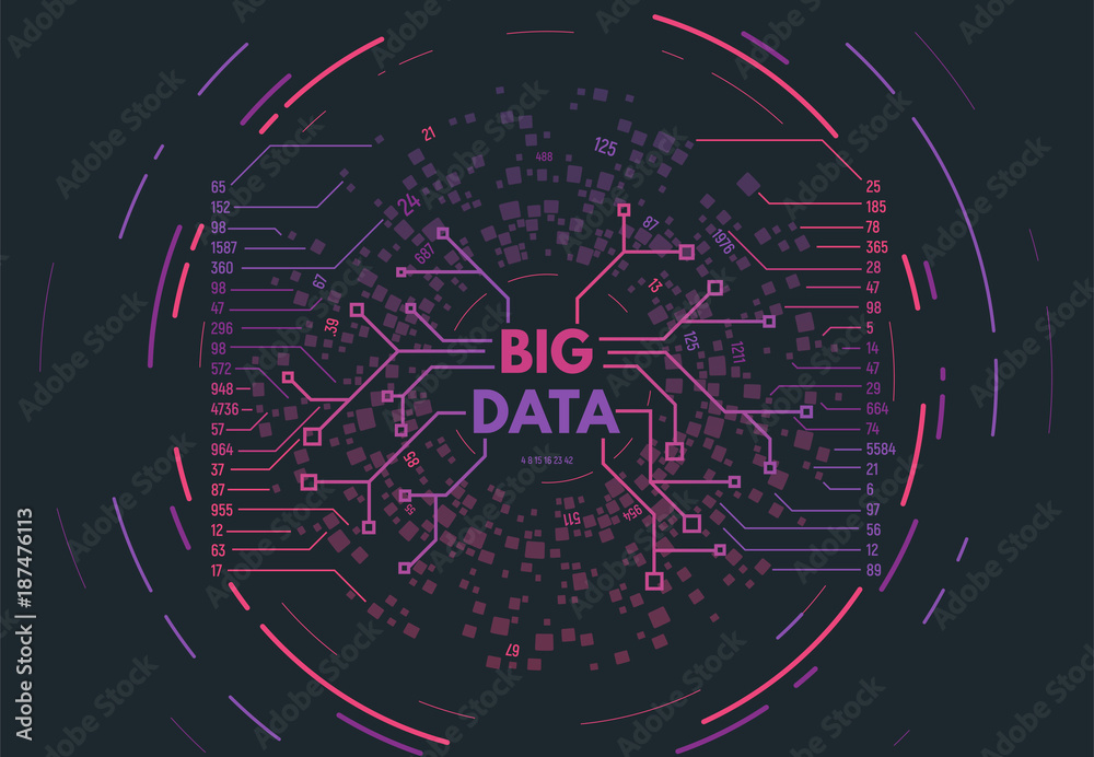Big data concept gradient vector illustration. Connections and circles ...