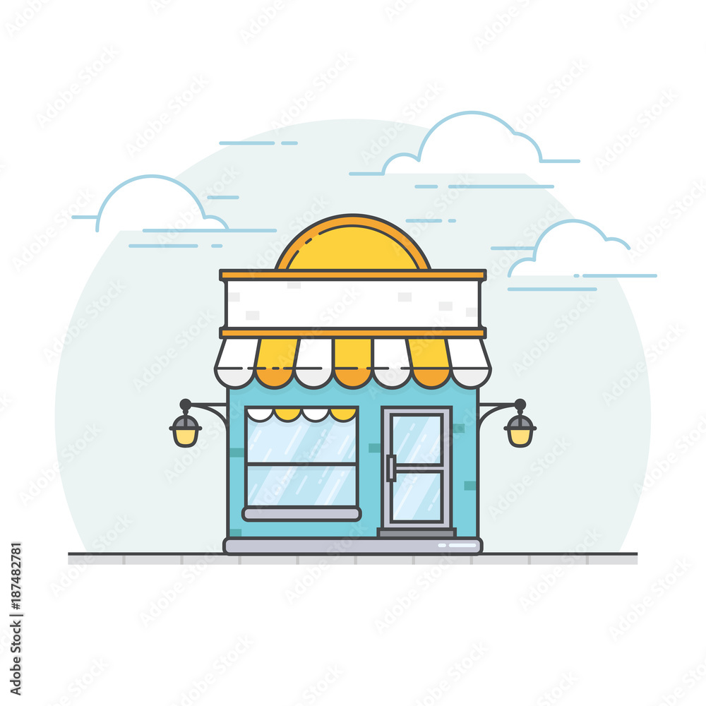 Storefront in flat style. Flat design of store building. Vector ...