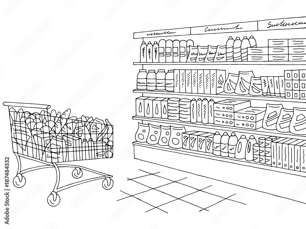 Grocery Store Clipart Black And White
