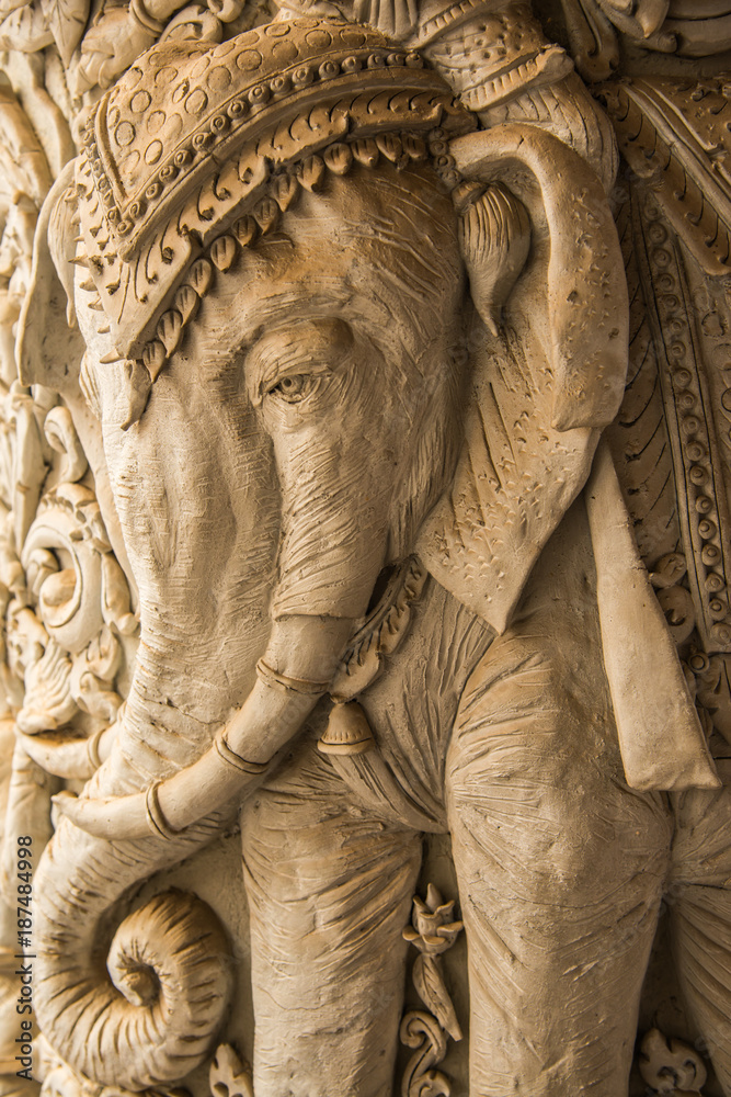 Beautiful molding art at Ming Muang temple in Nan province Stock Photo ...