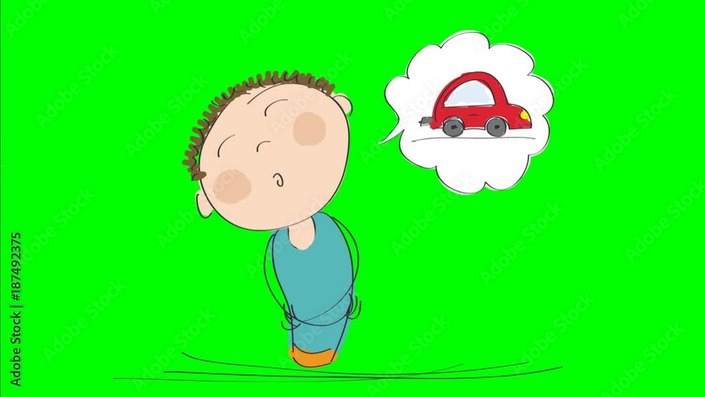 Animation of a man thinking about buying a new car, animated hand drawn ...