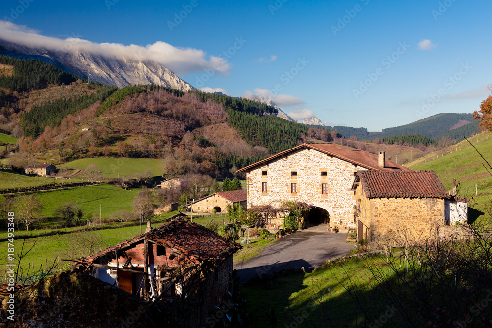Typical Basque landscape between mountains Stock Photo | Adobe Stock