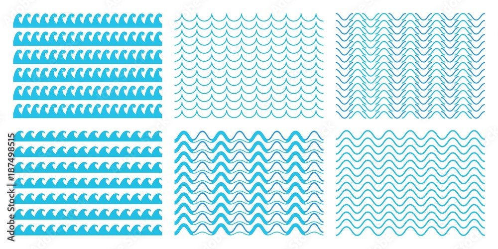 Creative vector illustration of blue sea line ornament set isolated on ...