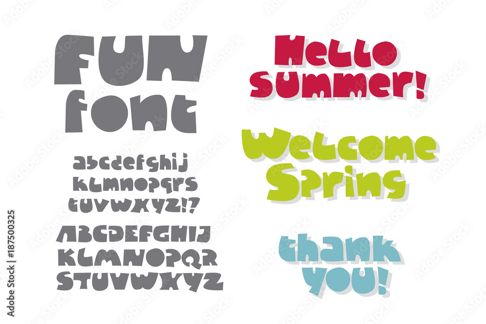 Alphabet set in cute kid style. Extra fat letters for funny lettering ...