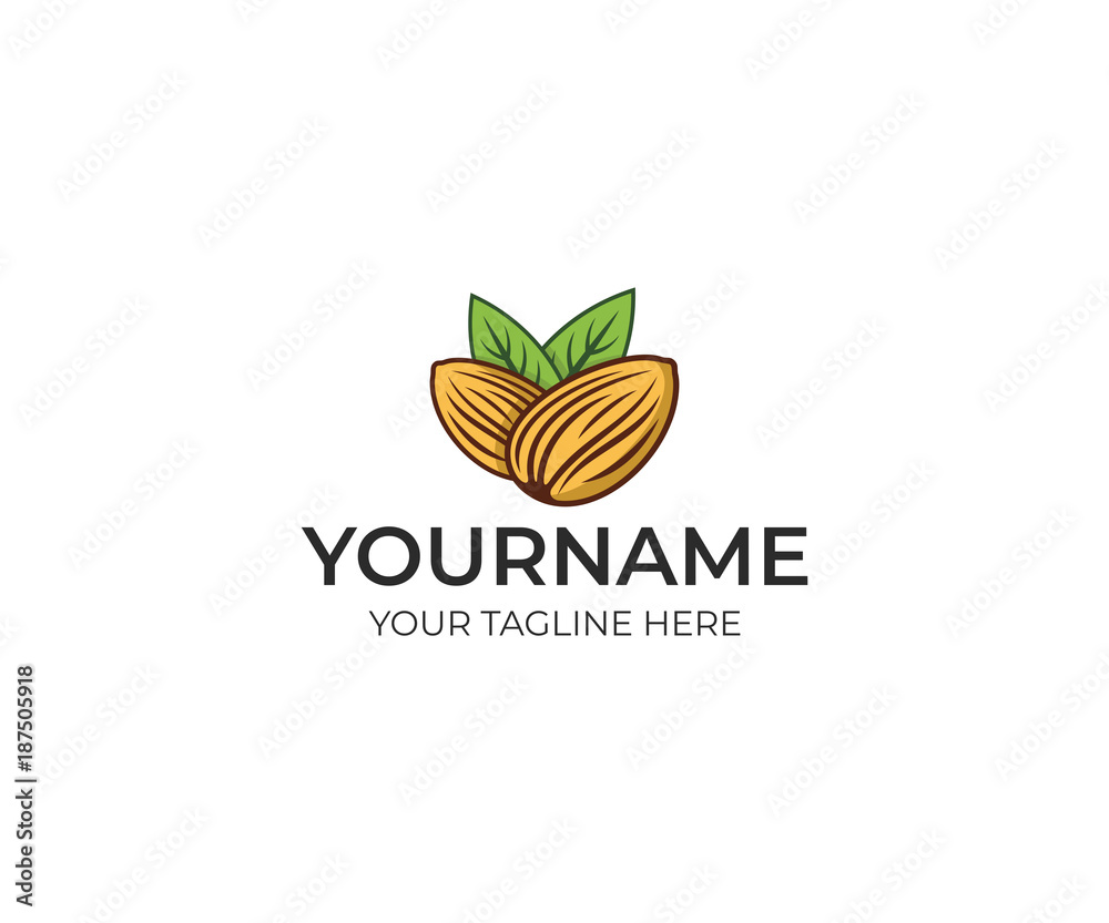 Almond colorful logo template. Plant vector design. Eco food ...