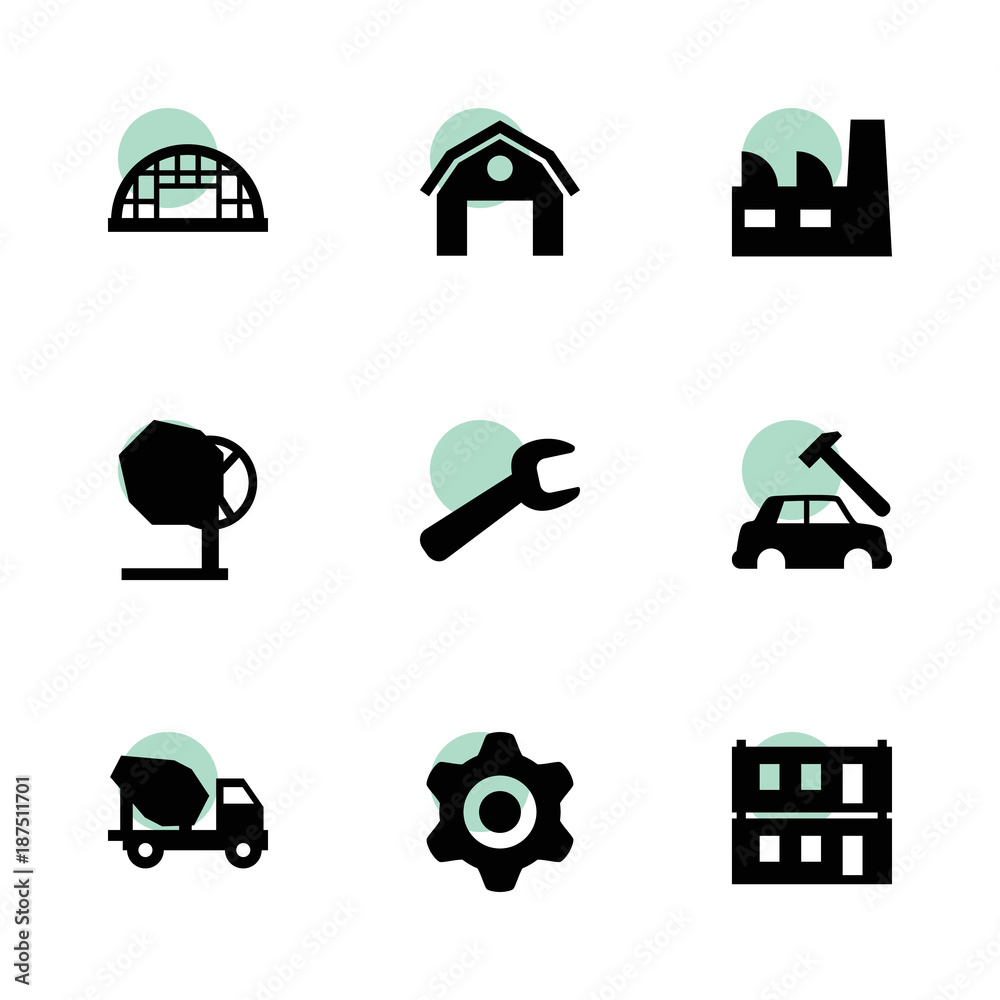 Industrial icons. vector collection filled industrial icons set. Stock ...