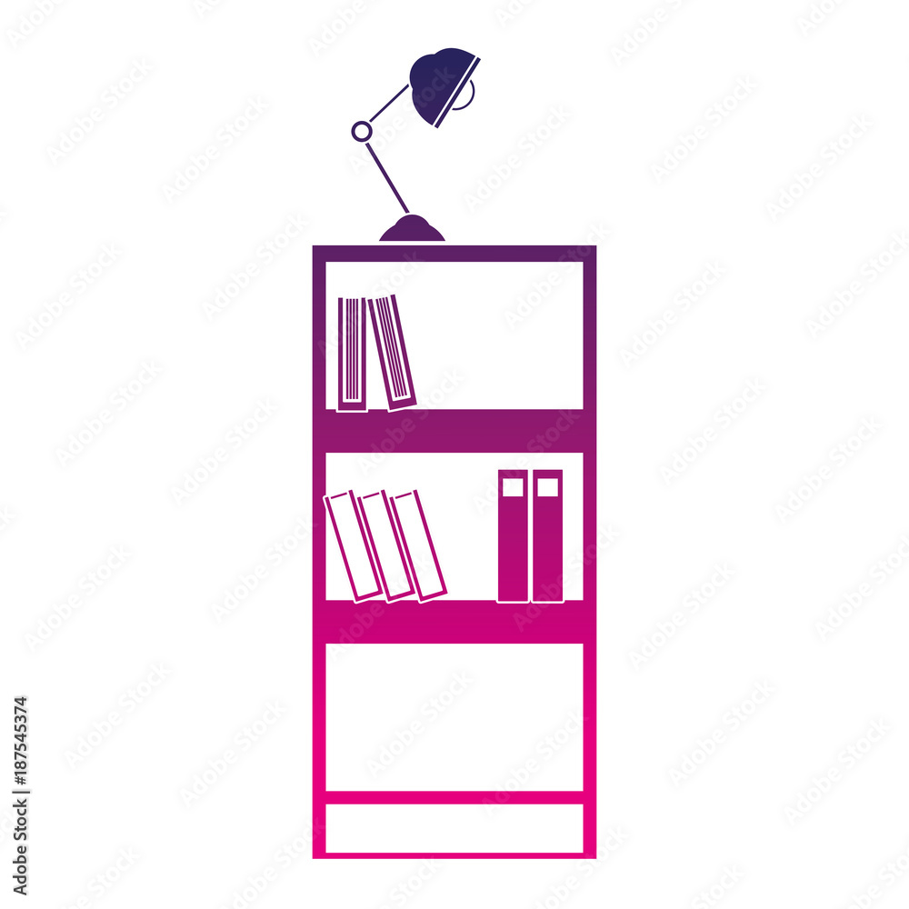 silhouette education bookcase with books and desk lamp Stock Vector ...