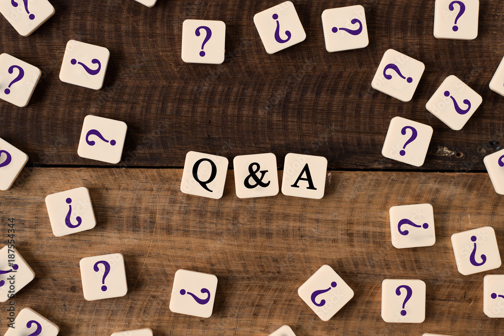 Queations and Answers Q&A concept. Q&A and question mark on alphabet ...