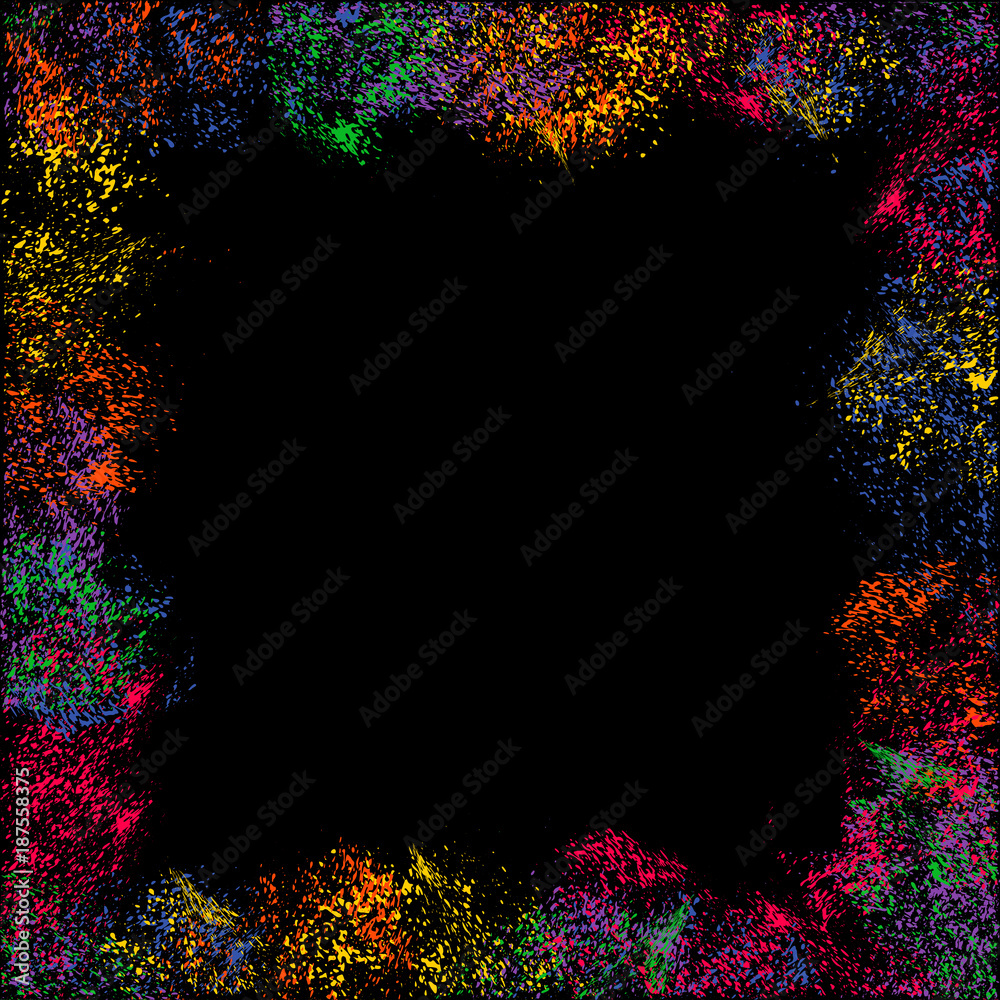 Abstract colorful frame. A spray of paint from a watercolor brush ...