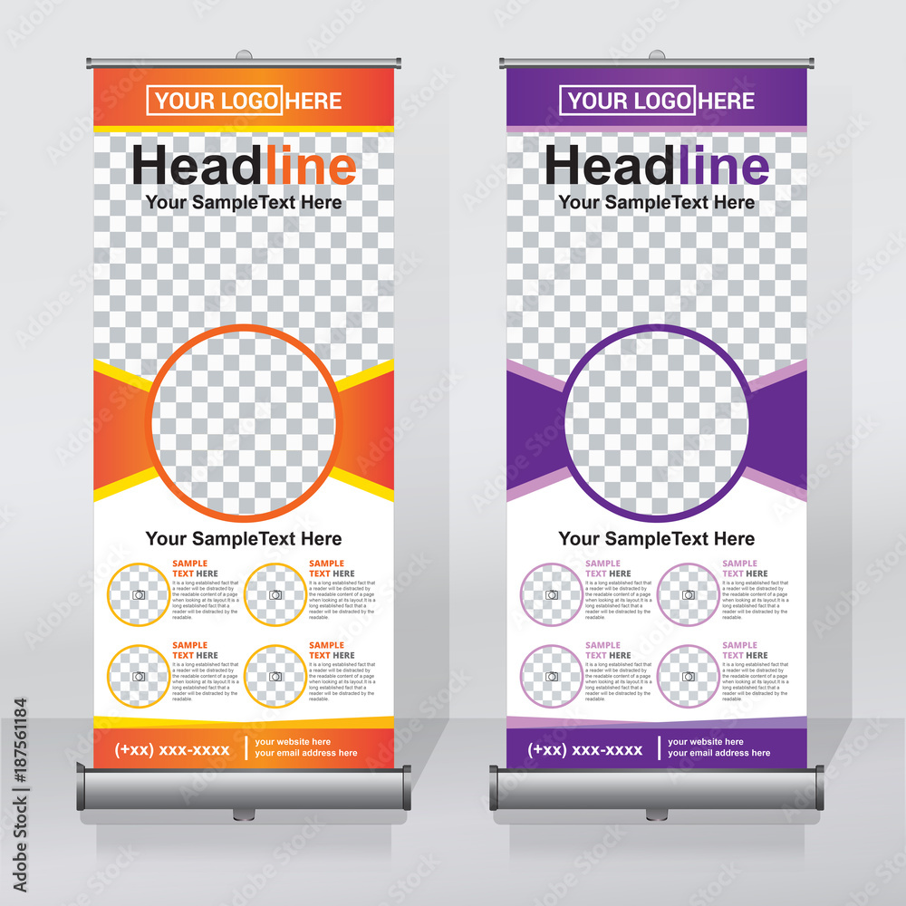 Roll up banner design template, abstract background, pull up design ...