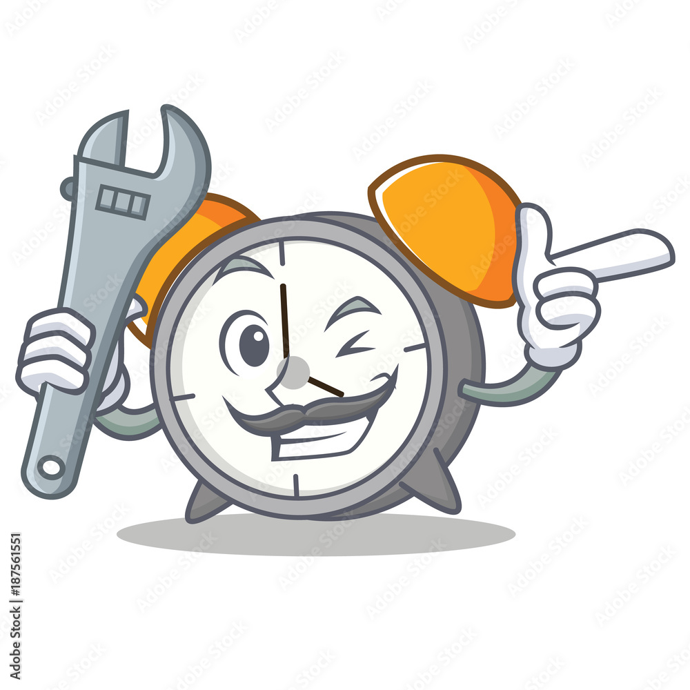 Mechanic alarm clock mascot cartoon Stock Vector | Adobe Stock