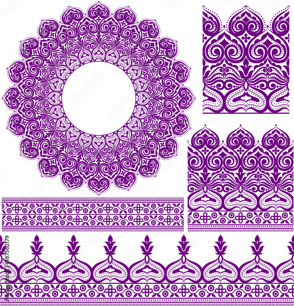Vector set of design elements: seamless texture, borders, frames.vector ...