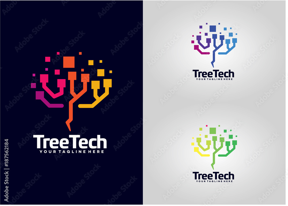 Tree Tech Logo Template Design Vector, Emblem, Design Concept, Creative ...