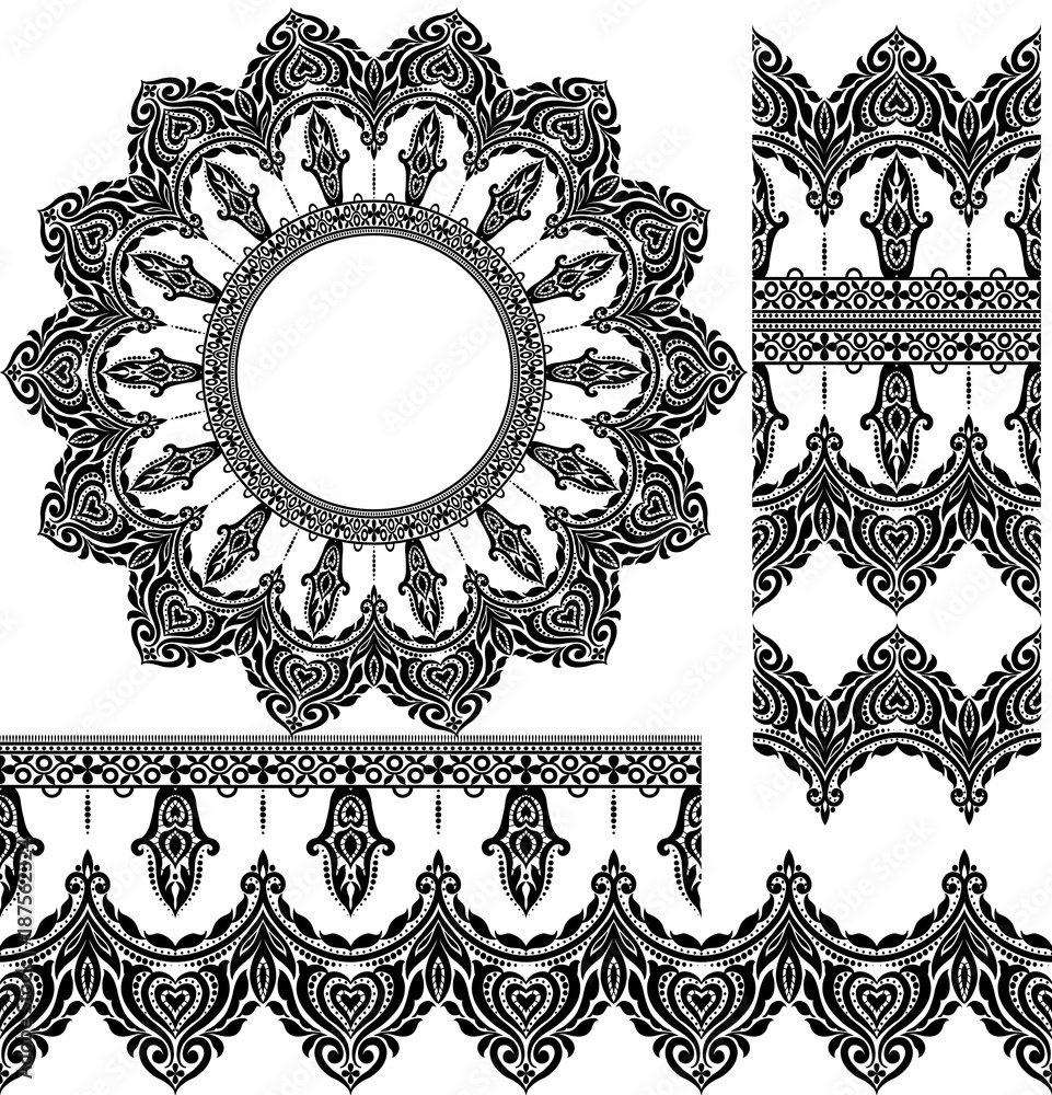 Vector set of design elements: seamless texture, borders, frames.vector ...