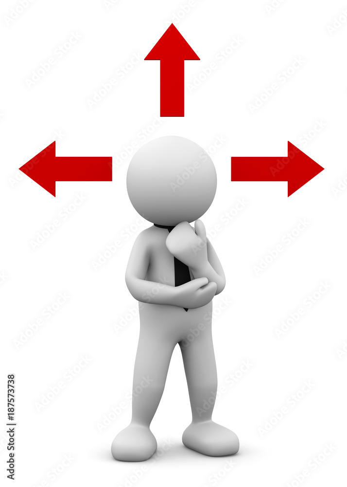 omino 3d che pensa la direzione Stock Illustration | Adobe Stock