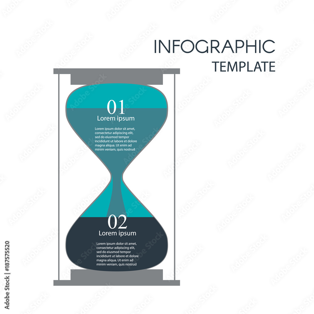Sandglass infographic. Steps infographics with hourglass. Template for ...