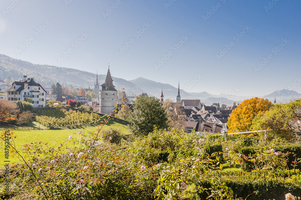 Stadt Zug, Stadt, Zug, Altstadt, Kapuzinerturm, Stadtmauer, Guggi ...