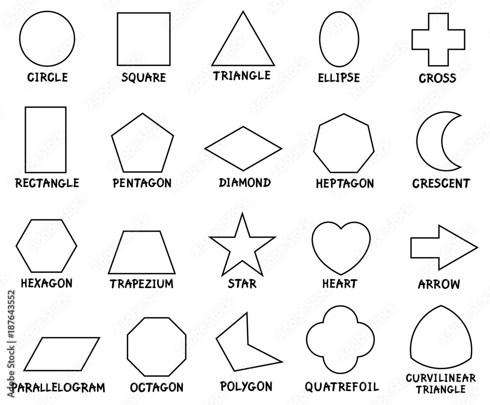 education basic geometric shapes with captions Stock Vector | Adobe Stock