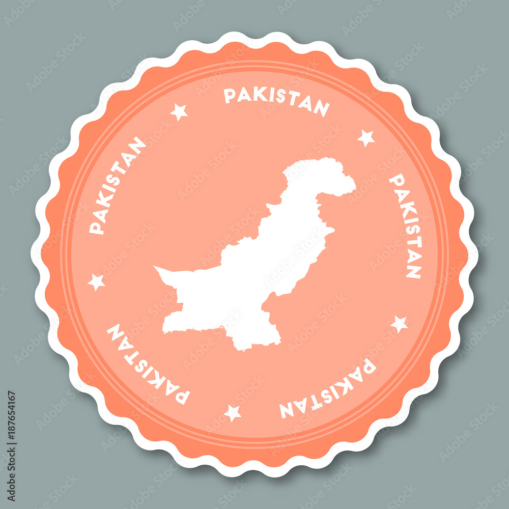 Pakistan sticker flat design. Round flat style badges of trendy colors ...