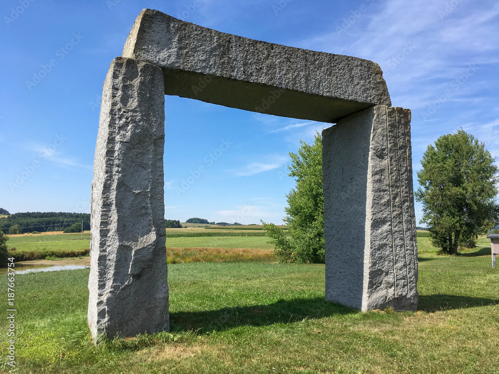 Stone archways along the ancient city walls of Rothenburg Ob Der Tauber ...