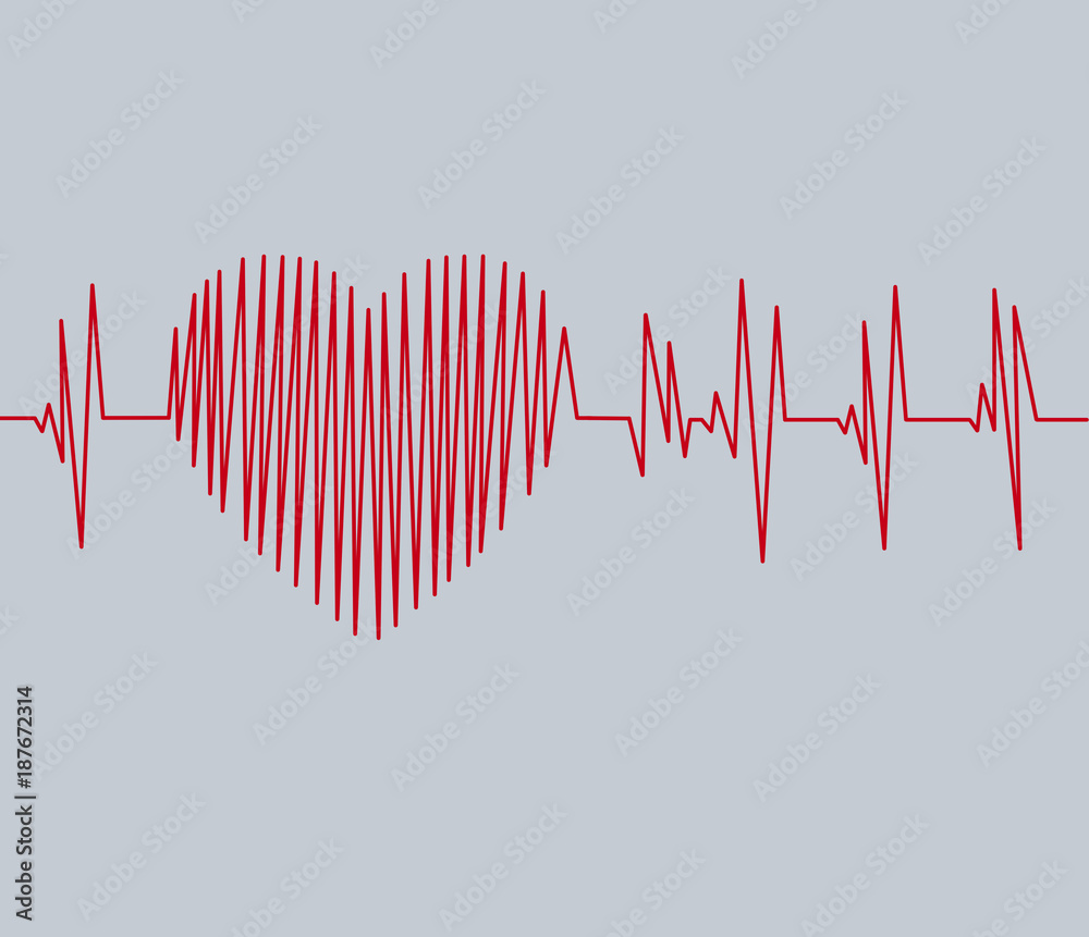 Cardiogram pulse trace and heart concept for cardiovascular medical ...