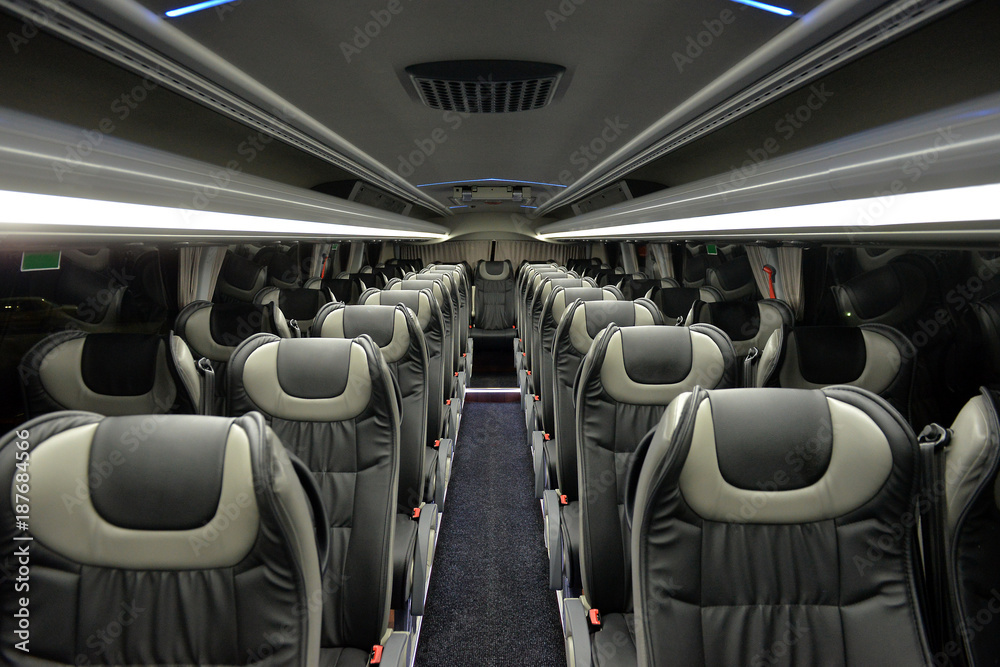 luxurious limousine bus loaded with leather seats Stock Photo | Adobe Stock