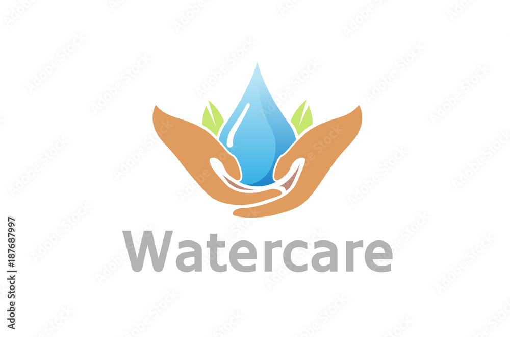 Water Care Hands Holding Drop Logo Design Symbol Illustration Stock ...