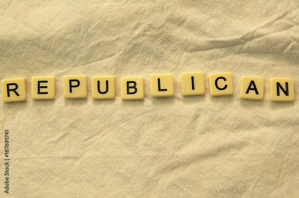 The word 'Republican' spelled out in letter tiles Stock Photo | Adobe Stock