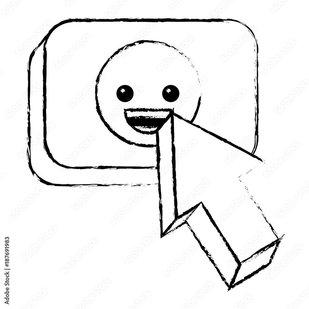arrow cursor with smile emoticon button icon vector illustration Stock ...
