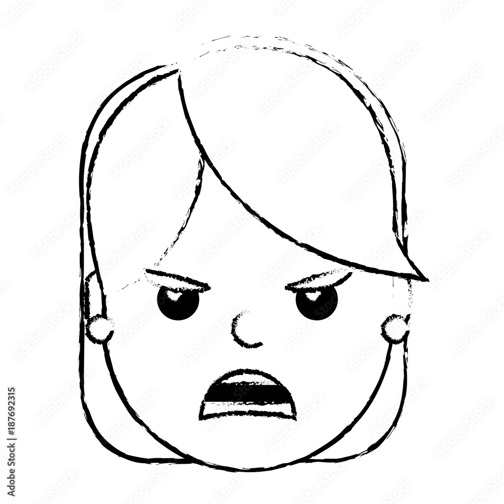 pretty woman angry frustrated facial expression cartoon vector ...