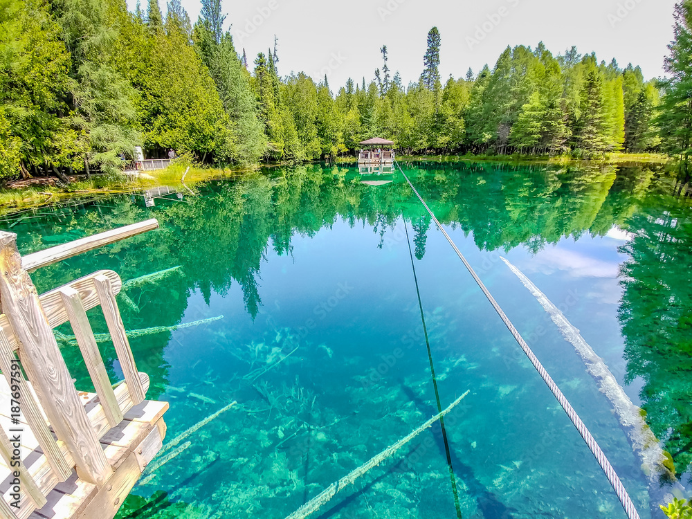 Kitch-iti-kipi Natural Springs in Michigan Upper Peninsula Stock Photo ...