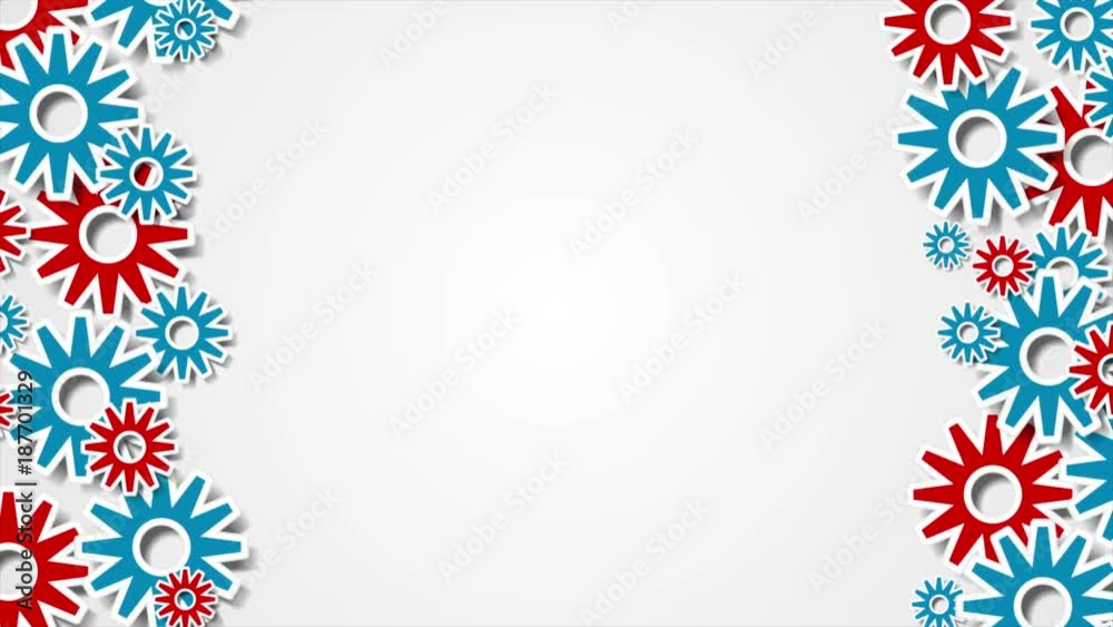 Bright red and blue abstract tech gears mechanism motion design ...