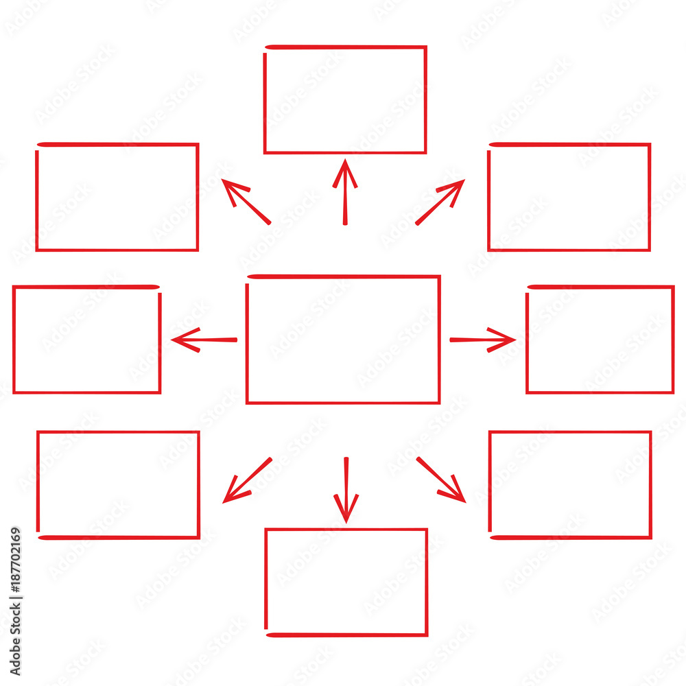 red hand drawn diagram, mind mapping Stock Vector | Adobe Stock