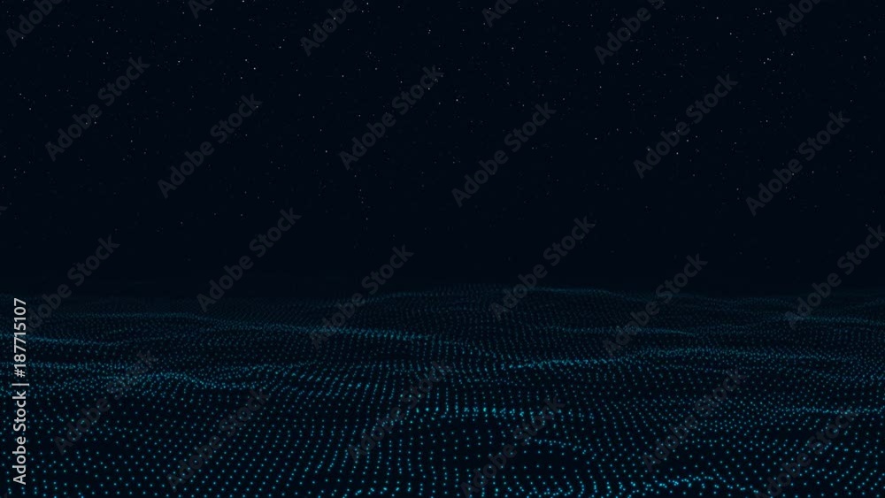 Abstract Digital Landscape With Space Background Animation With Moving