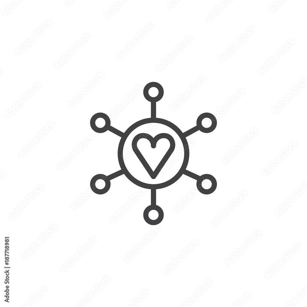 Connected loving heart line icon, outline vector sign, linear style ...