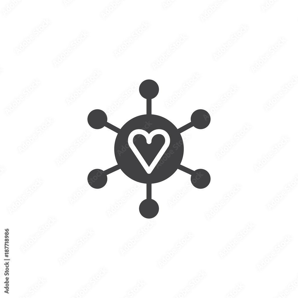 Connected loving heart icon vector, filled flat sign, solid pictogram ...