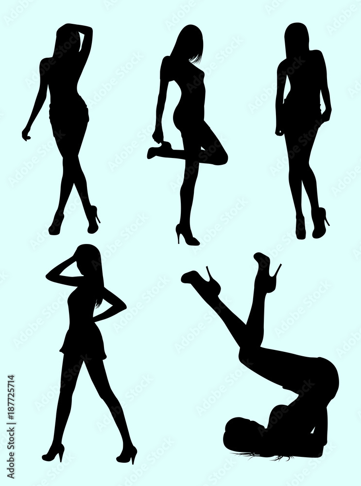 Skinny woman gesture silhouette. Good use for symbol, logo, web icon ...