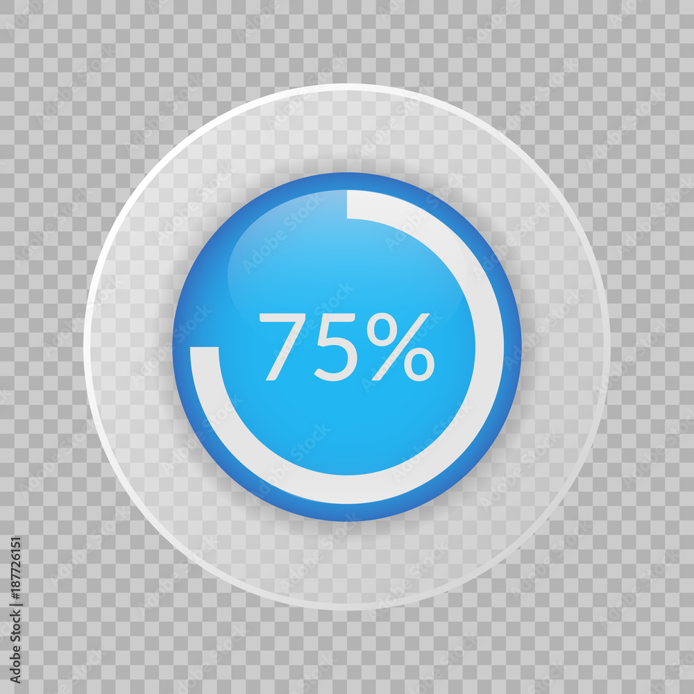 75 percent pie chart on transparent background. Percentage vector ...