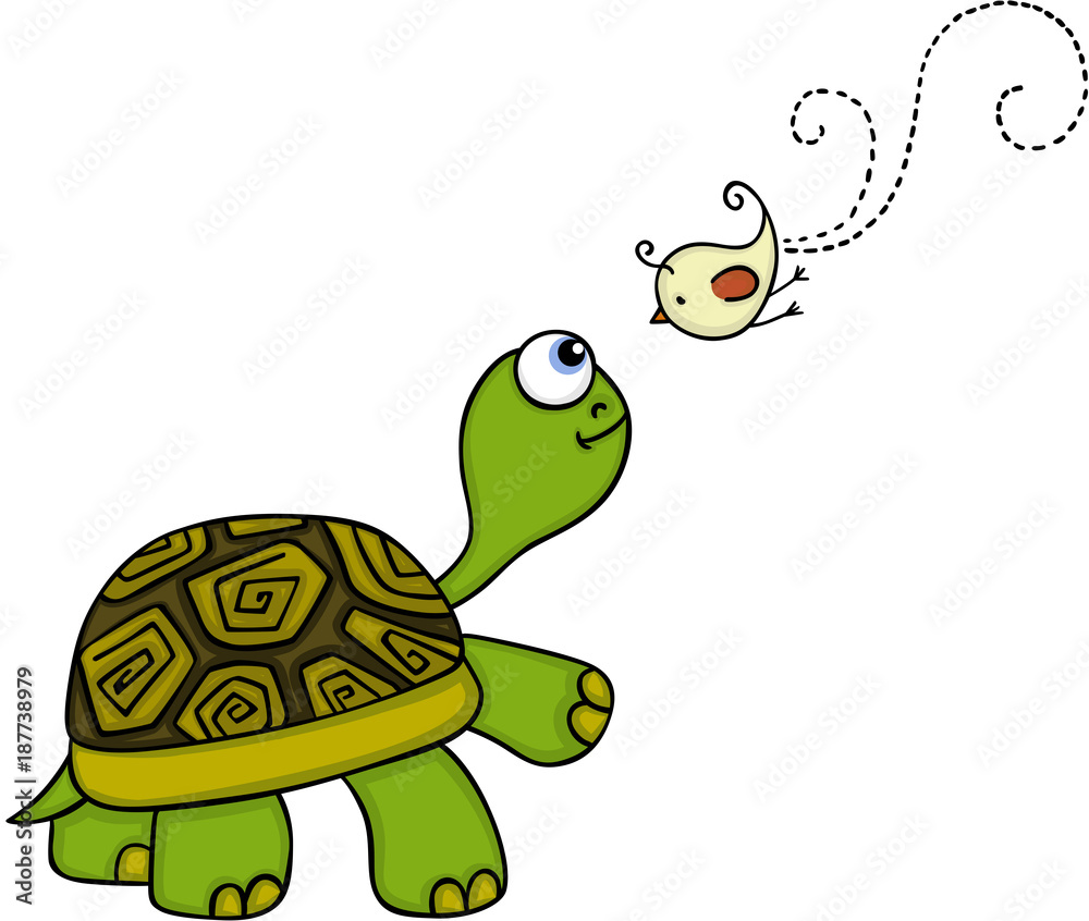 Turtle and bird are the best friend Stock Vector | Adobe Stock