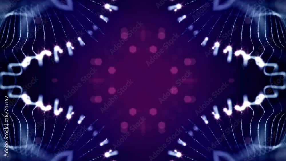 Vidéo Stock blue violet loopable abstract particle background with depth of field, glow sparkles ...