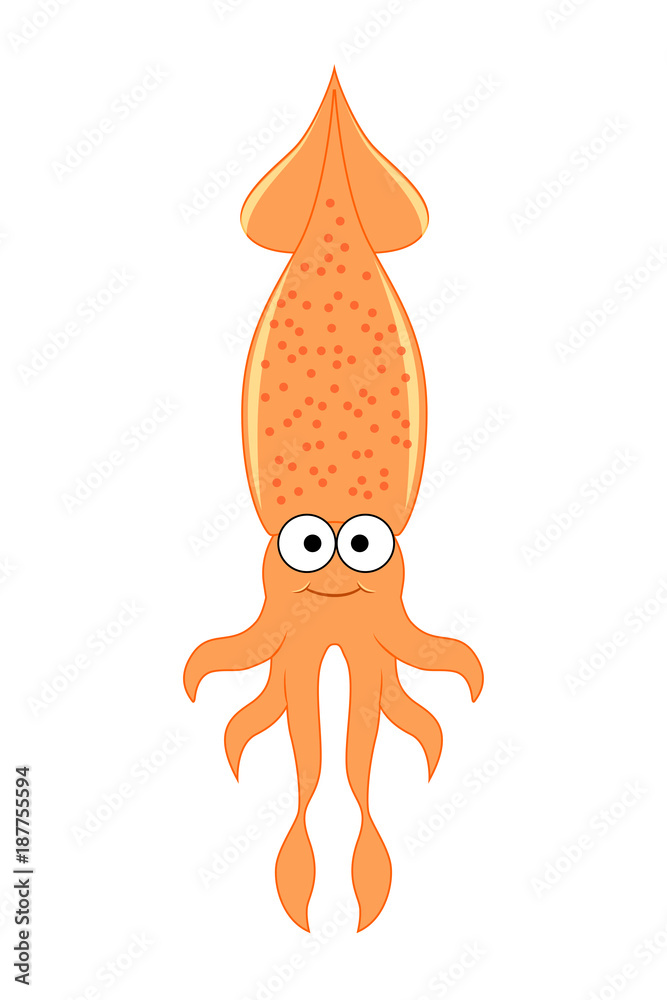 Cute cartoon squid. Vector illustration isolated on white background ...
