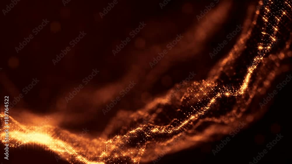 Gold Loopable Abstract Particle Background With Depth Of Field Glow