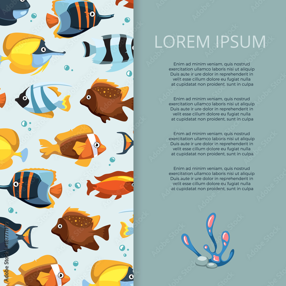 Cartoon bright aquarium fish banner design Stock Vector | Adobe Stock