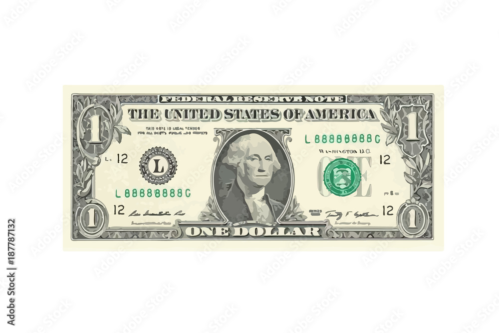 1 highly detailed dollar banknote. Vector Illustration Stock Vector ...