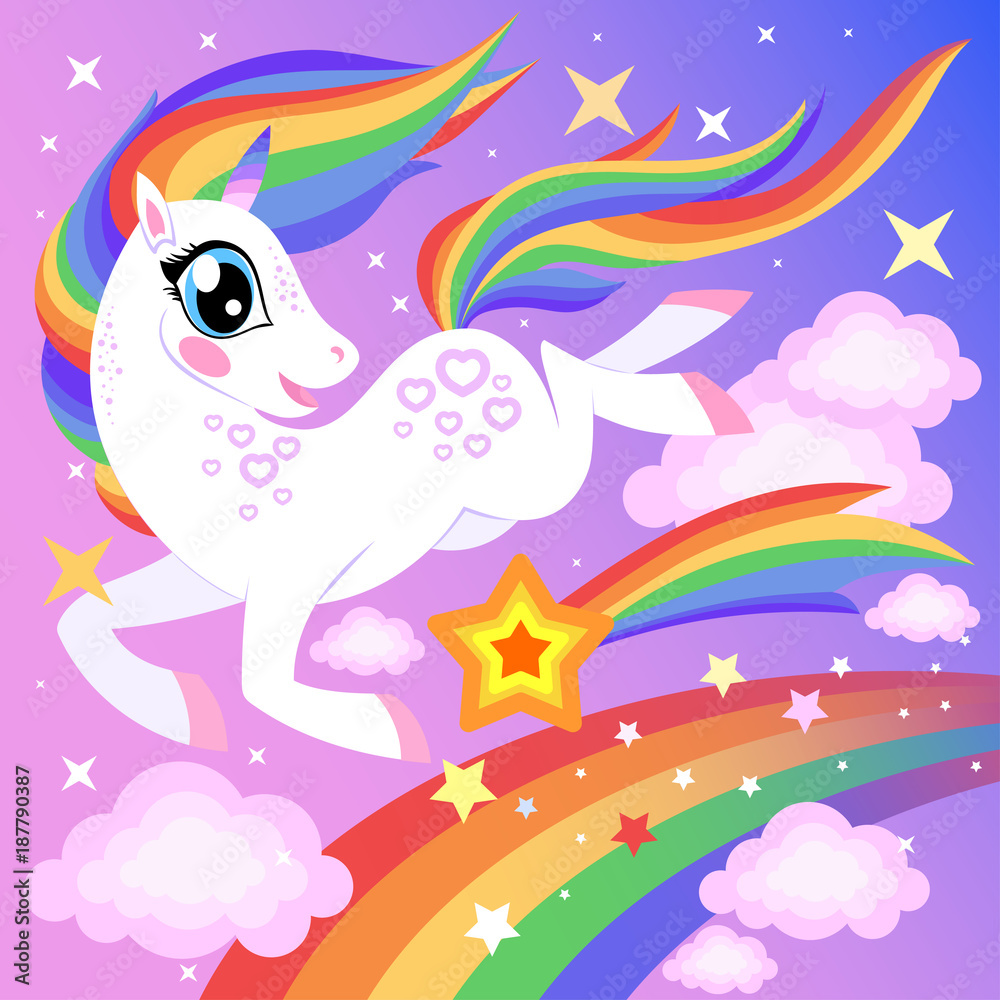 Cute Cartoon Rainbow Unicorn