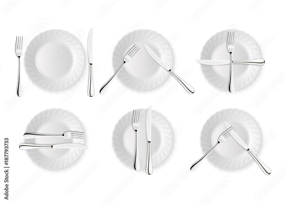 Realistic cutlery and signs of table etiquette, vector icons isolated ...