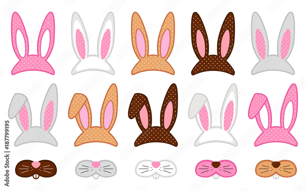 Cute Easter photo booth props as set of party graphic elements of ...