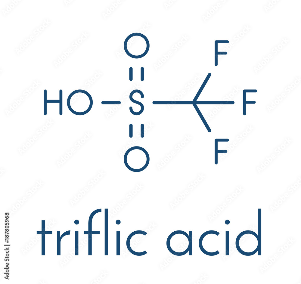 Triflic acid (trifluoromethanesulfonic acid) molecule. One of the ...